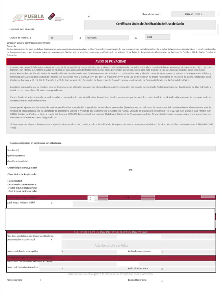 PDF Certificado Unico de Zonificacion de Uso Del Suelo | PDF | Gobierno