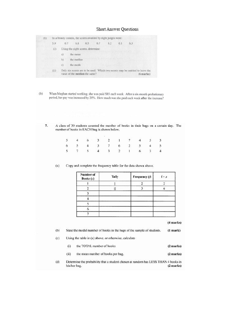 Grade 9A & B - Short Answer Questions For 2nd Six Week | PDF
