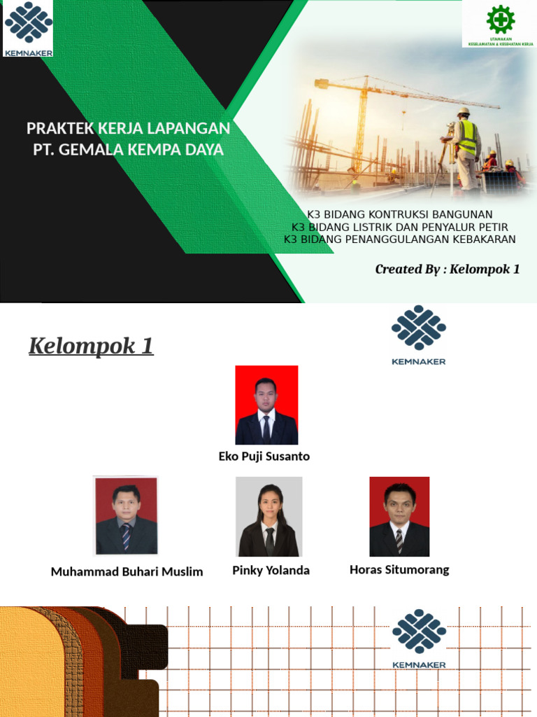PRESENTASI KELOMPOK1 - Contoh Melakukan Evaluasi Hasil Inspeksi K3 Di Lapangan | PDF | Teknologi ...