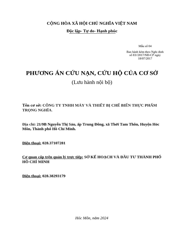 Phương Án C U N N C U H C A Cơ S Pdf