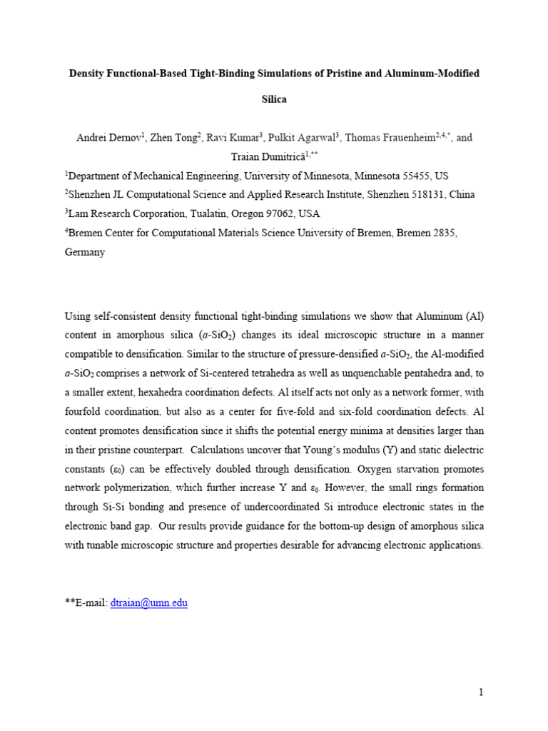 SiO2 Manuscript 04 | PDF | Force Field (Chemistry) | Sintering