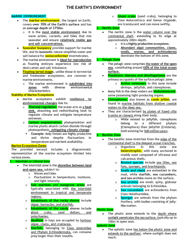 Marine Environment and Ecosystem Zones | PDF | Plankton | Oceans