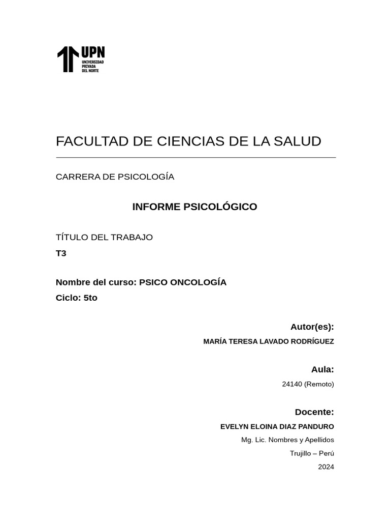 T3 Facultad de Ciencias de La Salud Psico Oncologica | PDF | Las emociones | Cáncer