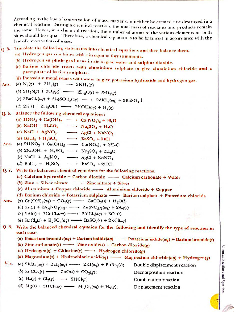 Chemical Reaction Imp Questions | PDF