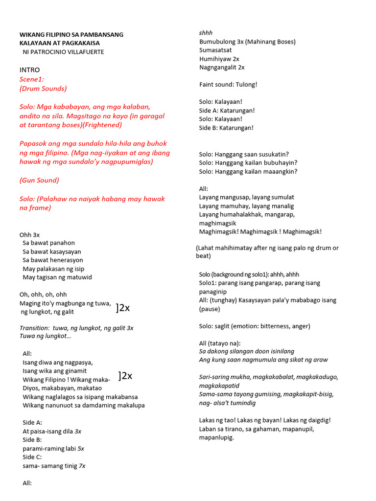 Sabayang Pagbigkas Piece | PDF