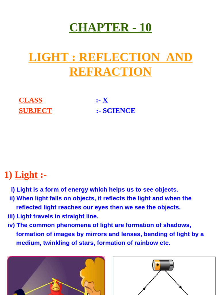 Light Reflection and Refraction Class X | PDF | Mirror | Refraction