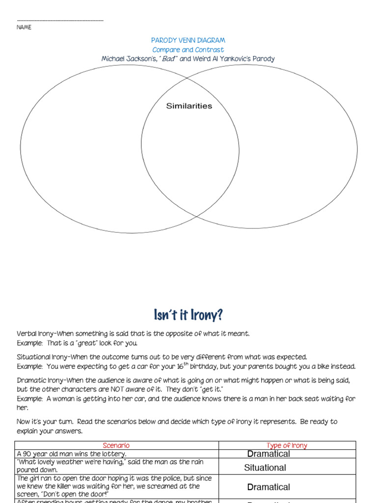 Handouts For Irony Parody Sarcasm | PDF