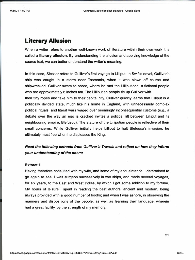 Literary Allusion - Gulliver | PDF