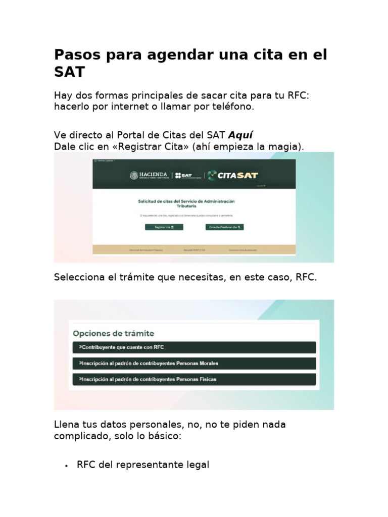 Cómo agendar cita en el SAT para RFC | PDF | Crecimiento personal y ...