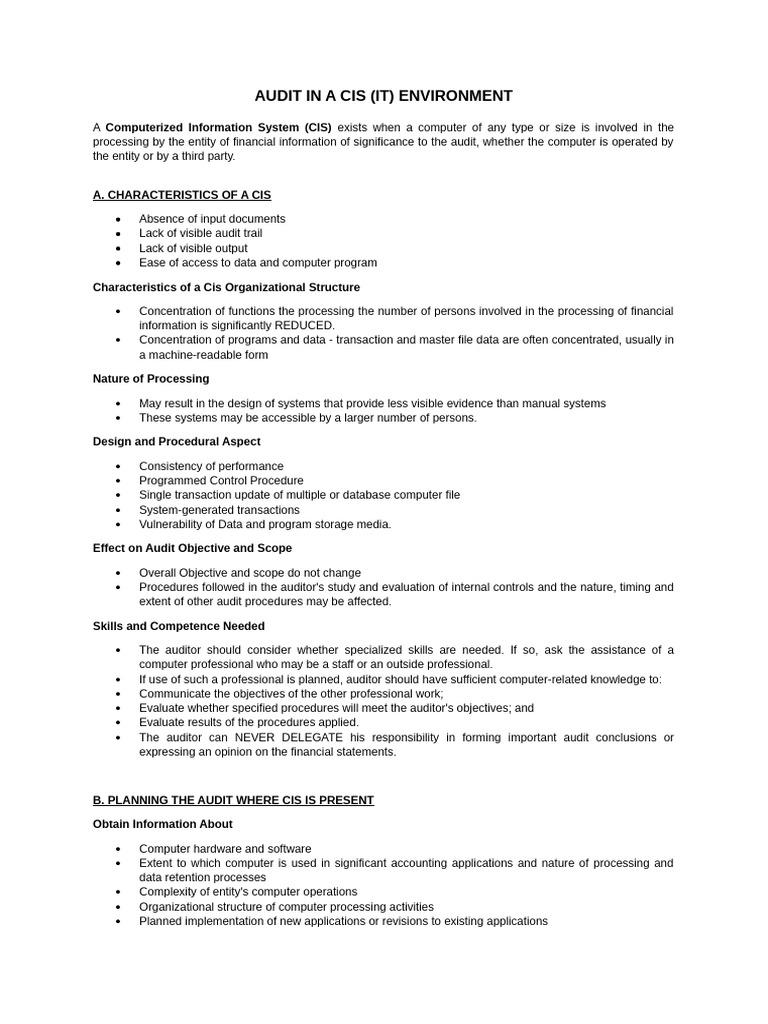 Audit in A Cis Environment | PDF | Programming | Computer Program