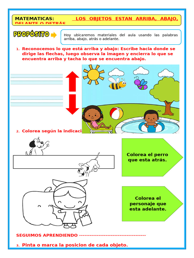 Ubicación de objetos: arriba y abajo | PDF