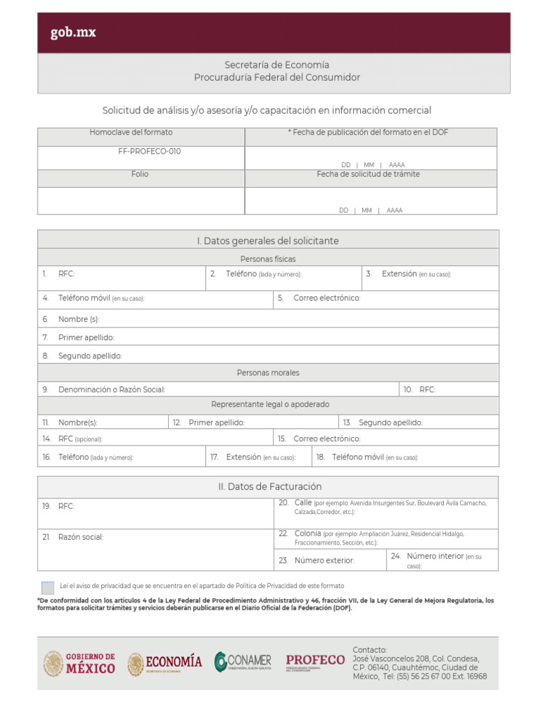 Solicitud de Asesoría Comercial PROFECO | PDF | México
