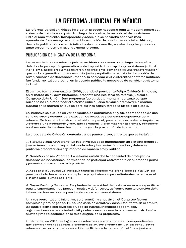 Reforma Judicial en México: Evolución y Retos | PDF | Judicaturas | Juez