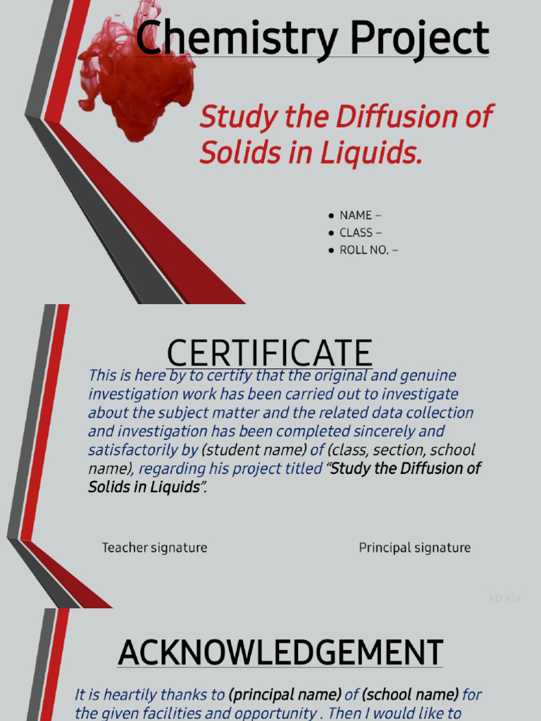 Study The Diffusion of Solids in Liquids #PPT 3 | PDF