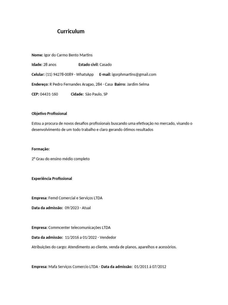 CV Igor - 2023 | PDF