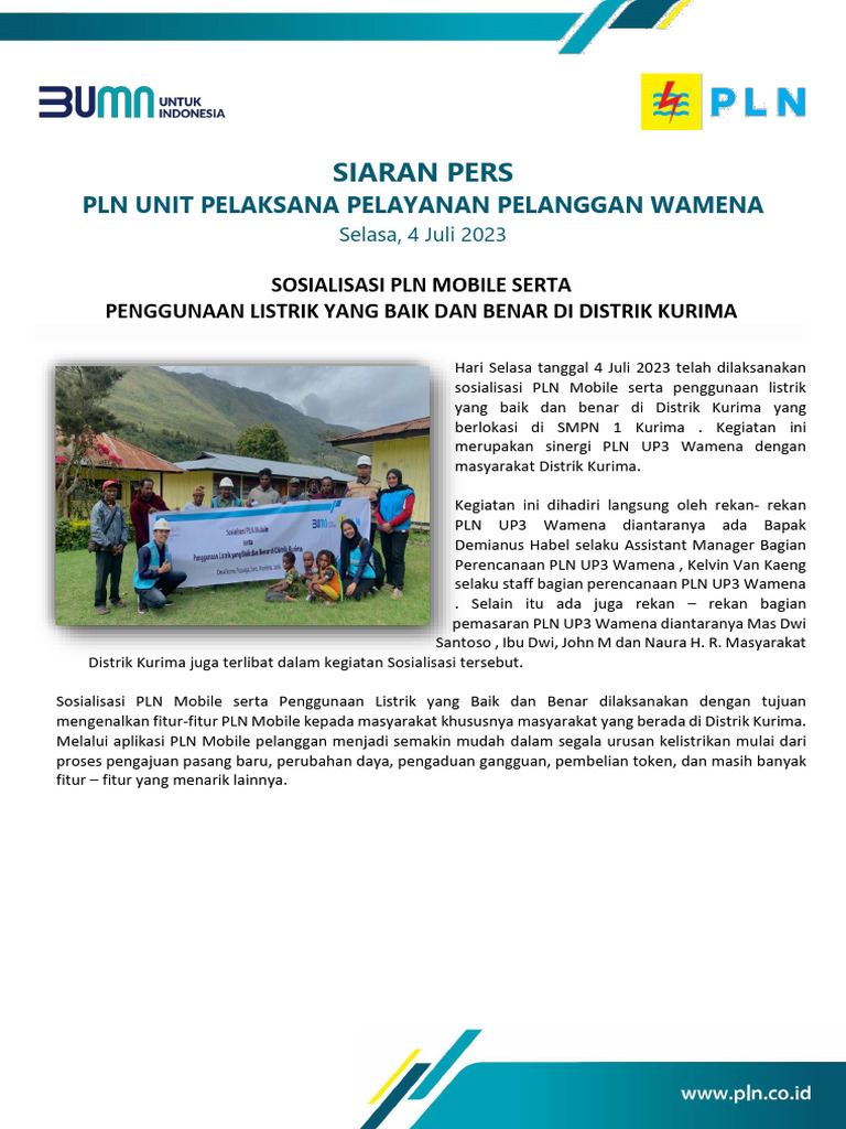 Newsletter Sosialisasi PLN Mobile Serta Penggunaan Listrik Yang Baik ...
