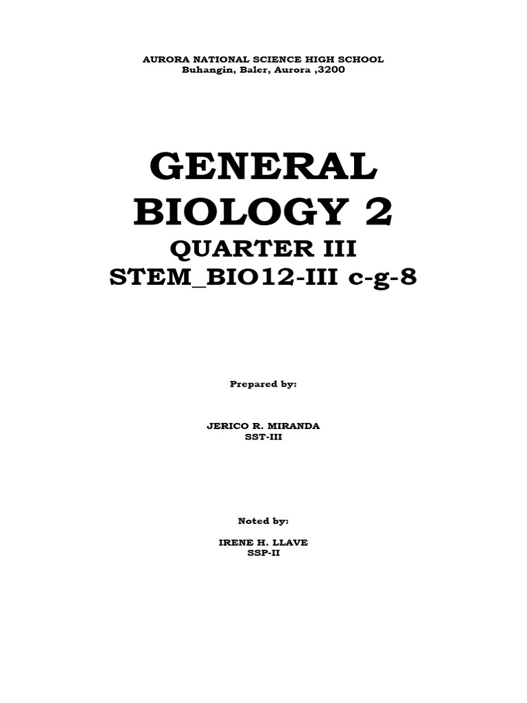 GENERAL BIOLOGY 2 Course Outline For Q3 STEM - BIO12 IIIc g8 | PDF | Geologic Time Scale | Fossil