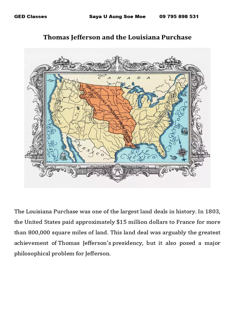 Jefferson and the Louisiana Purchase | PDF | Thomas Jefferson ...