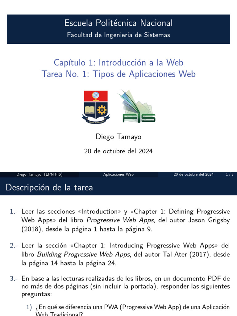 Tarea de Aplicaciones Web - Capítulo 1 - Tarea No. 1 - Progressive Web Apps | PDF | Arte ...