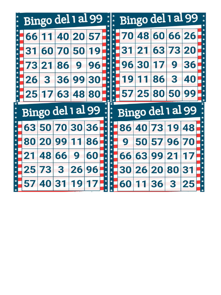 Bingo de Numeros Al 99 | PDF