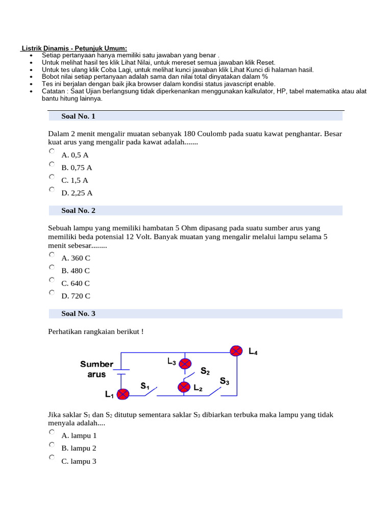 Soal Listrik Dinamis | PDF | Metode & Bahan Ajar | Sains & Matematika