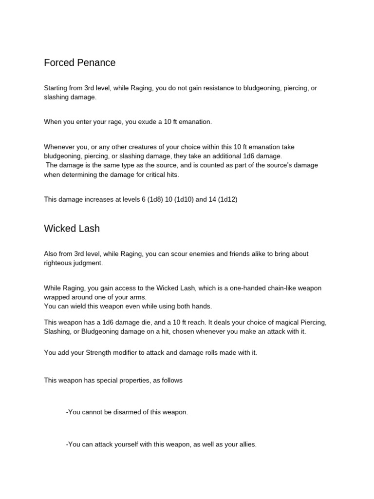 DND 5e Barbarian Subclass - Path of The Tormenter | PDF