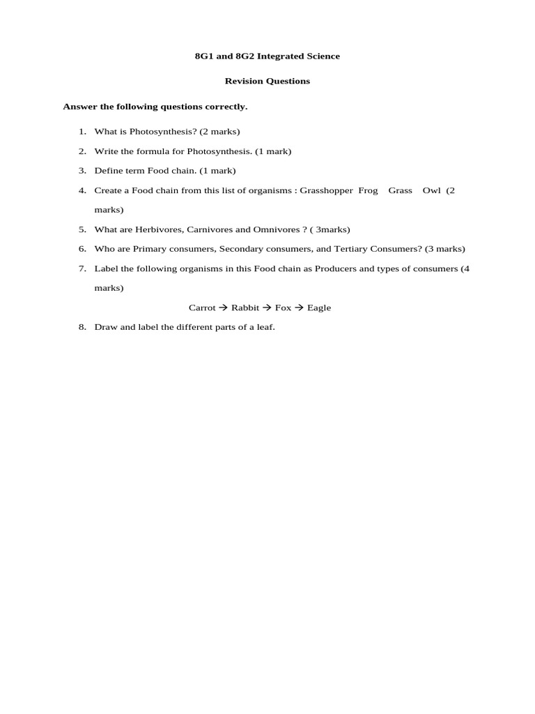 8G1 and 8G2 Revision Test | PDF