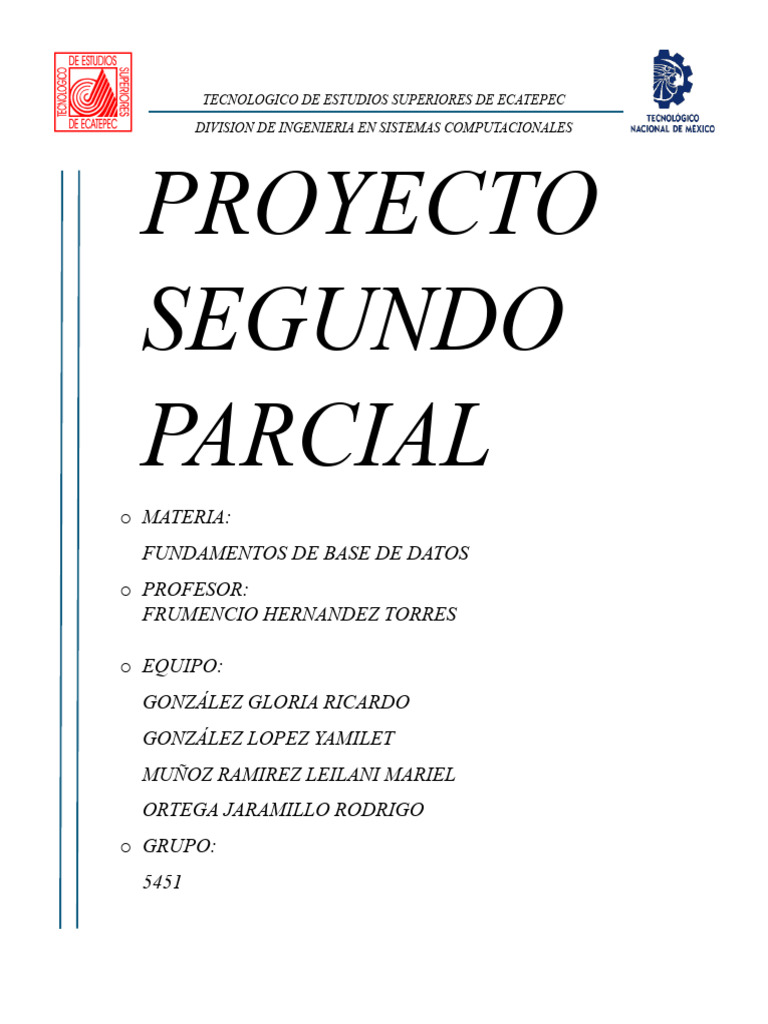 Proyecto 2do Parcial | PDF | Bases de datos | Servidor SQL de Microsoft
