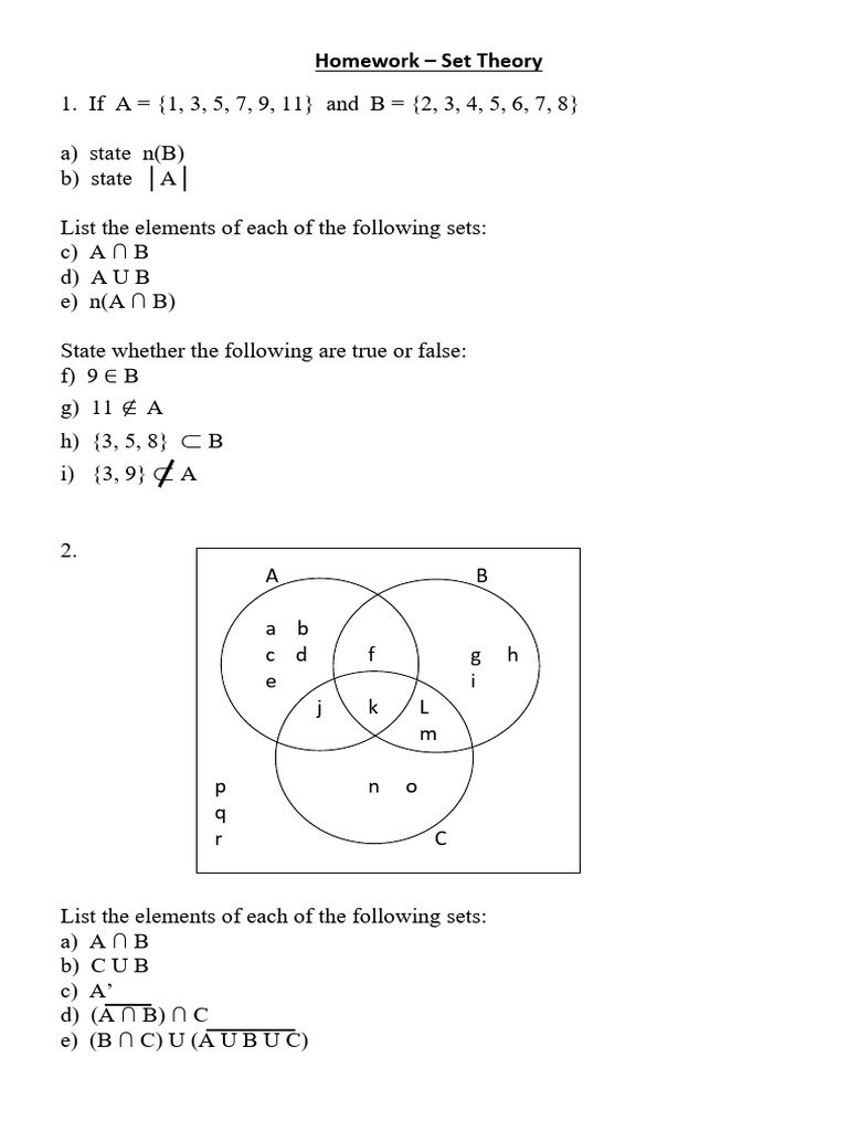 Homework - Set Theory | PDF