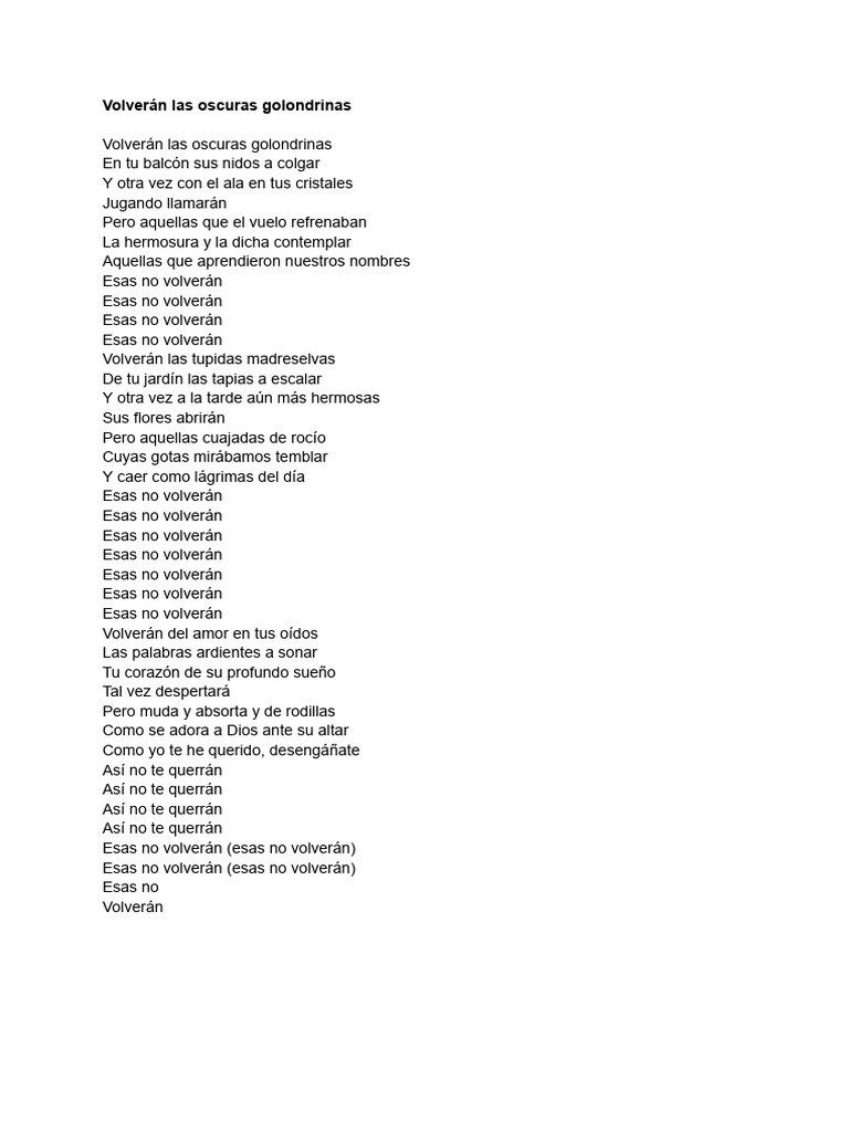 Volverán las oscuras golondrinas | PDF | Arte | Poesía