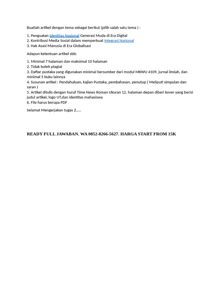 Jawaban Tugas 2 PKN | PDF | Ilmu Sosial | Komputer