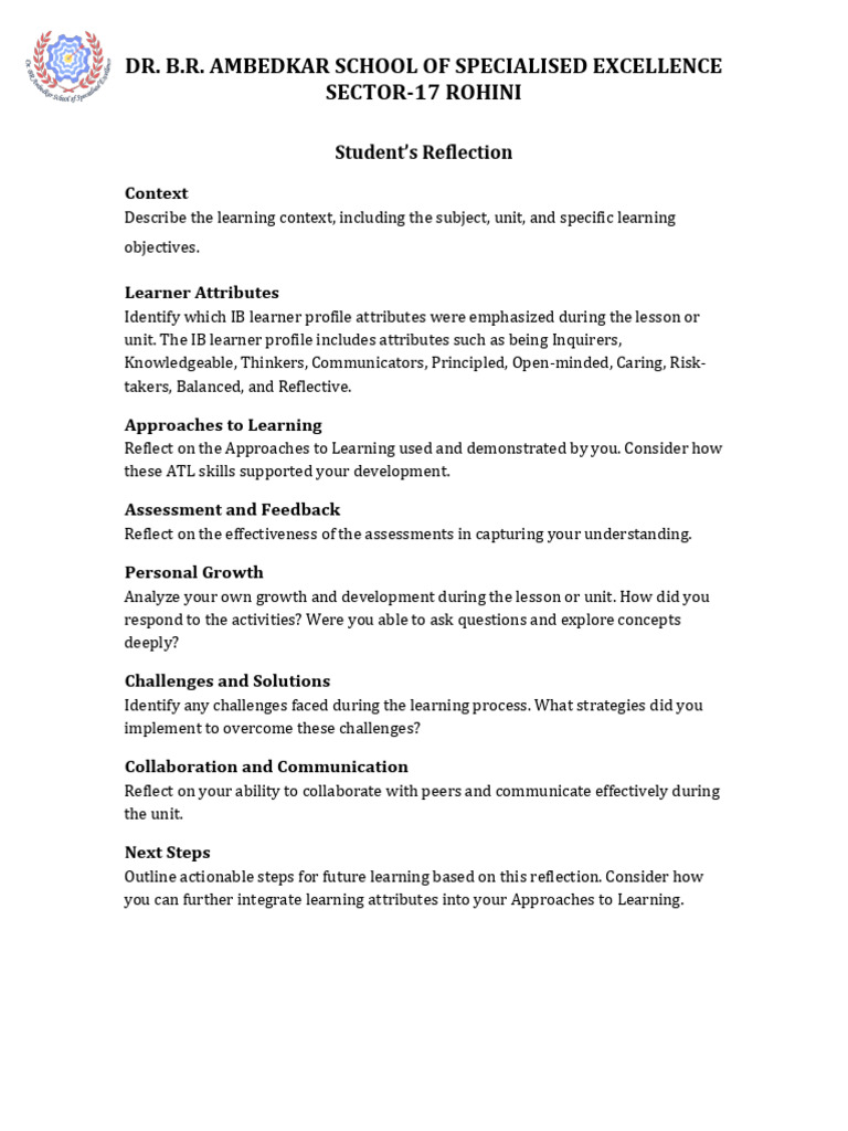 Student Reflection on Learning Growth | PDF