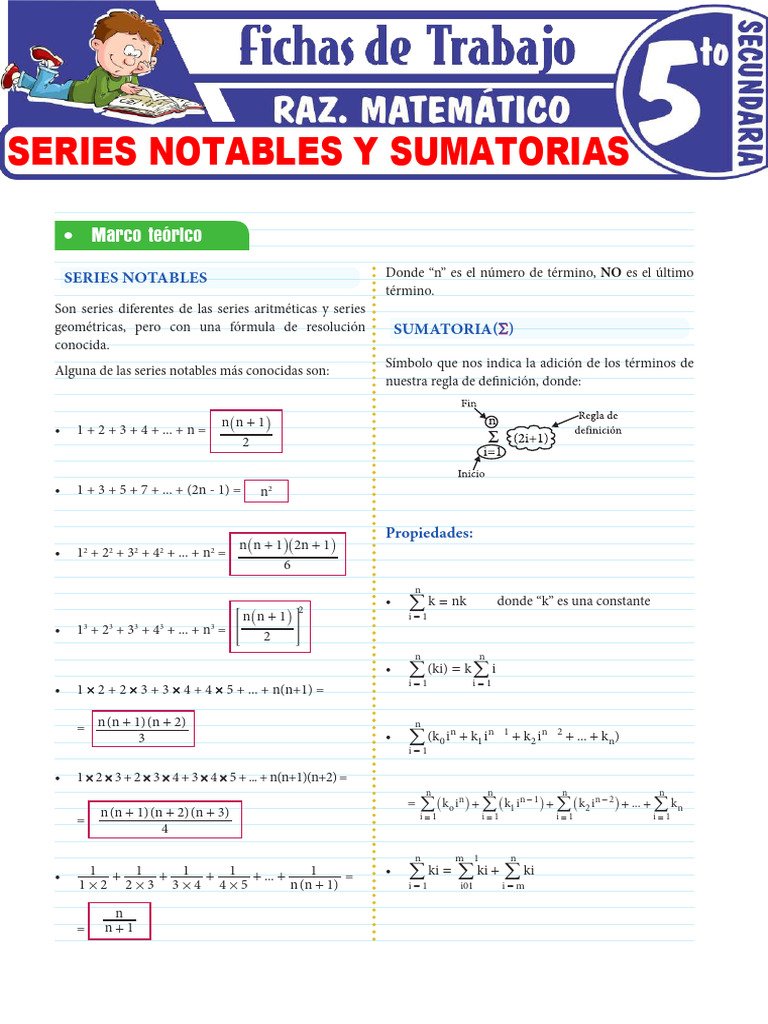 Series Notables y Sumatorias para Quinto Grado de Secundaria | PDF ...