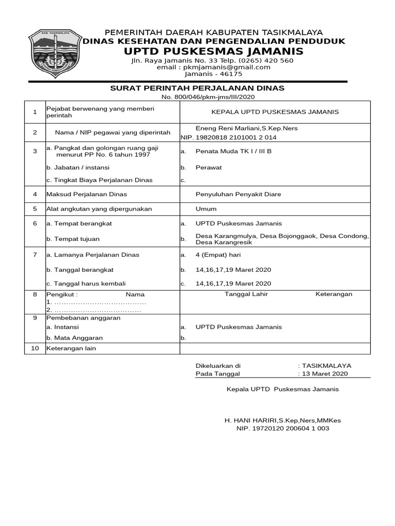 SPPD Eneng Reni Diare 2020 | PDF