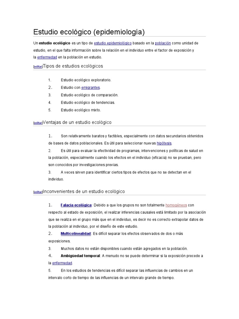 Estudio Ecológico en Epidemiología | PDF | Medición | Contaminación