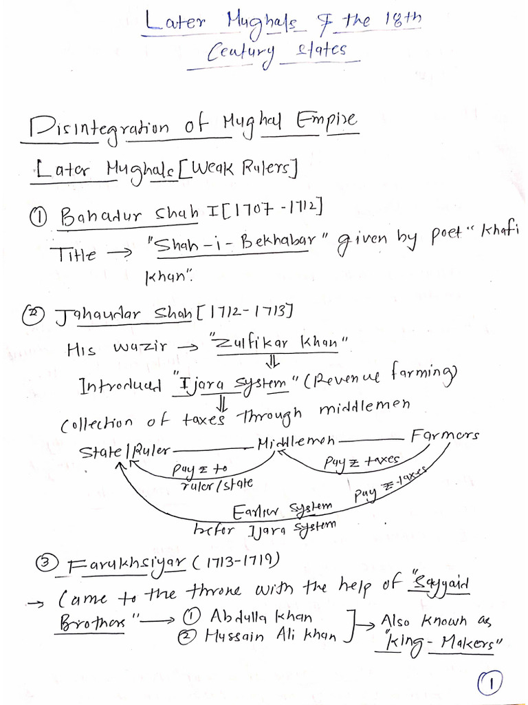 Later Mughals and 18th Century StatesBritish Conquest of India | PDF