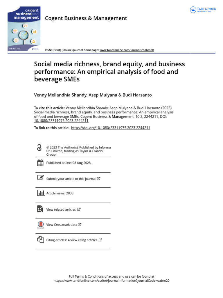 Social Media Richness Brand Equity and Business Performance An ...