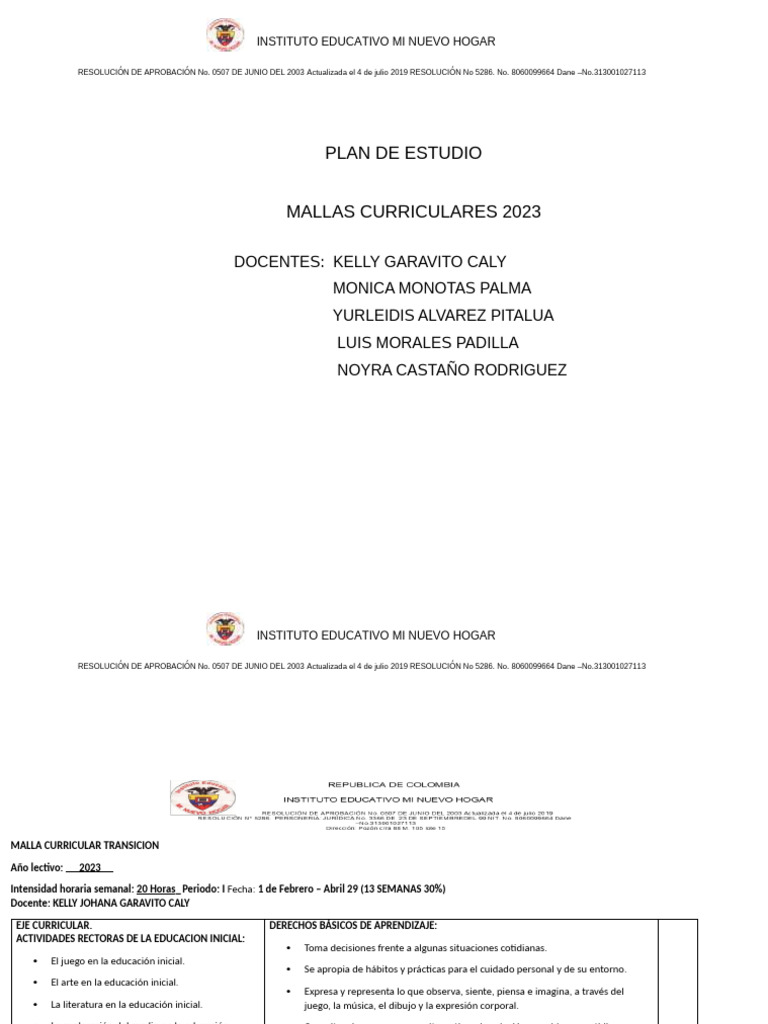 Mallas Curriculares Completas 2023 | PDF | Educación de la primera infancia | Aprendizaje