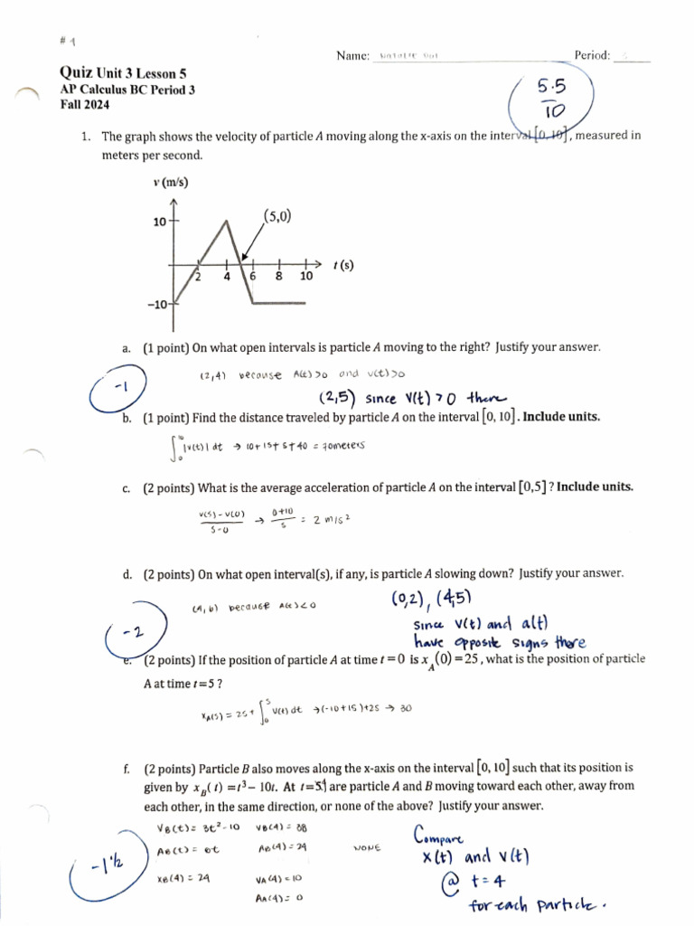 Unit 3 Quiz (Particle Motion) | PDF | Quantity | Metrology