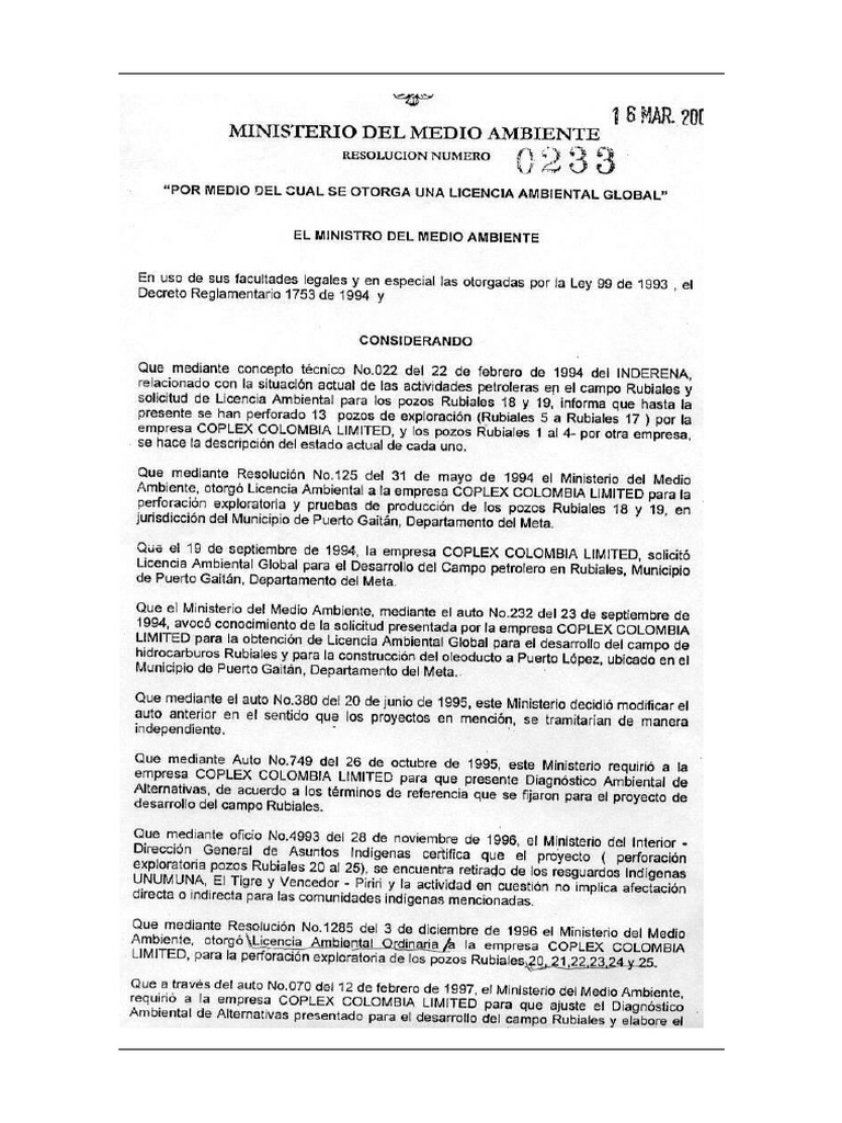 1 - Resolución 0233 L.A. Global 16 - 03 - 2001 | PDF | Derecho | Tecnología