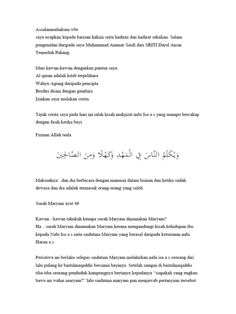 Teks Bercerita Kisah Nabi Isa | PDF