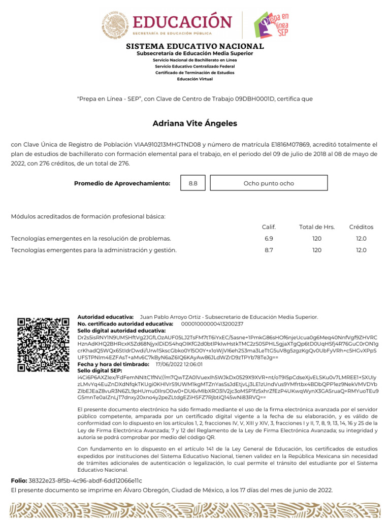 Certificado Final | PDF | Plan de estudios