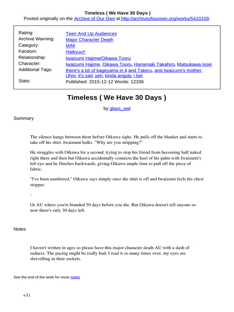 Timeless We Have 30 Days | PDF