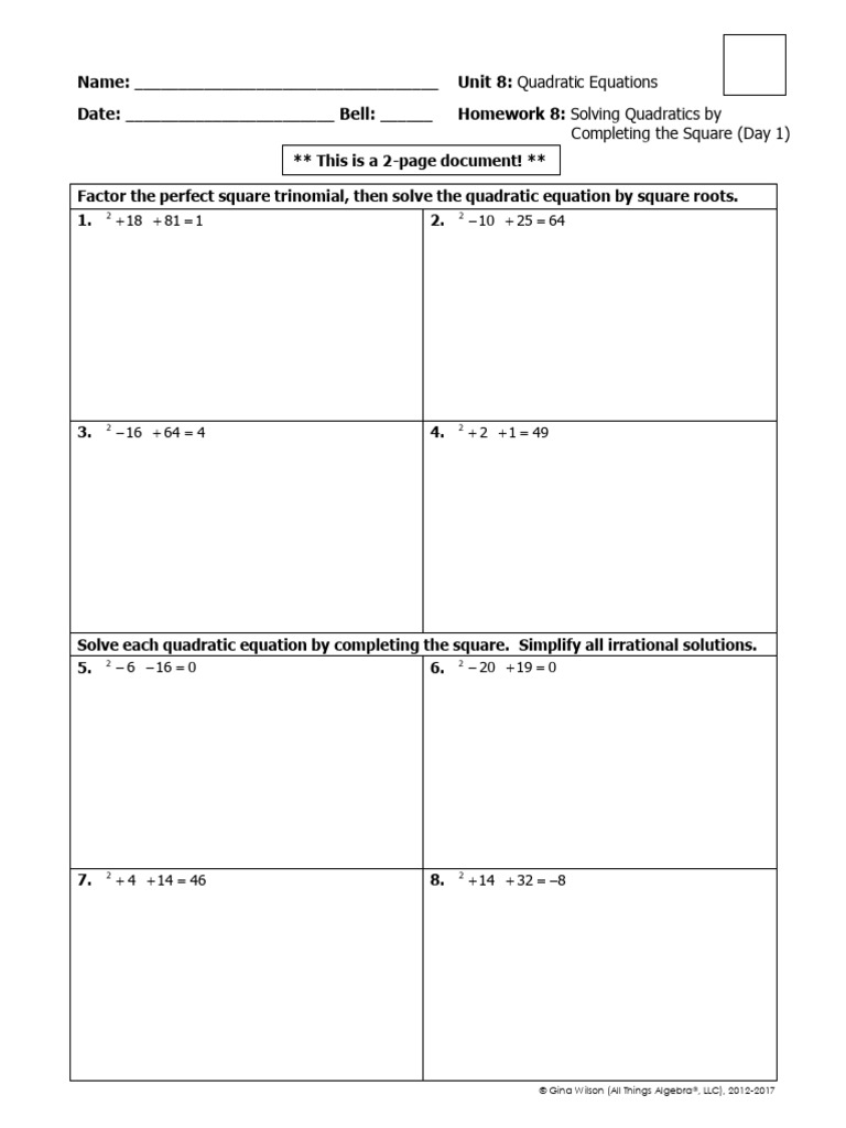 Blank HW | PDF | Quadratic Equation | Mathematical Concepts