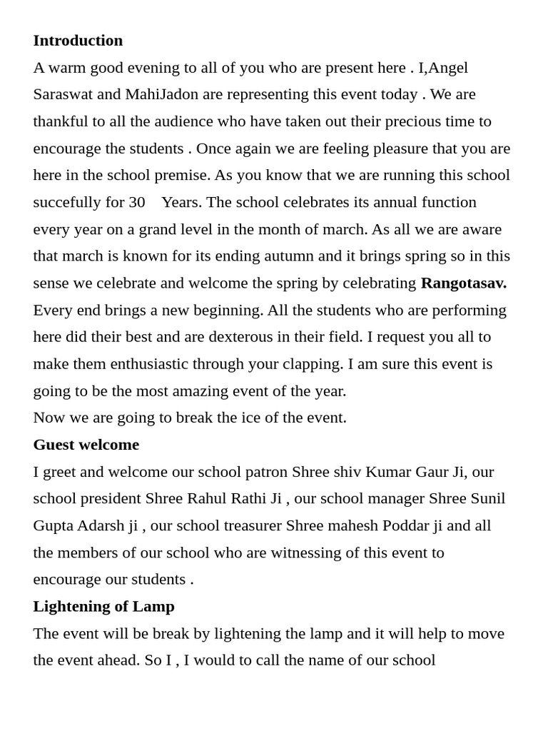 Anchoring Annual Function | PDF