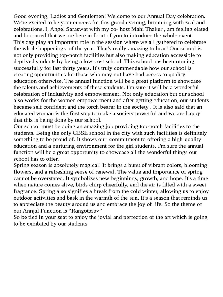 Anuual Day Introduction 2 | PDF