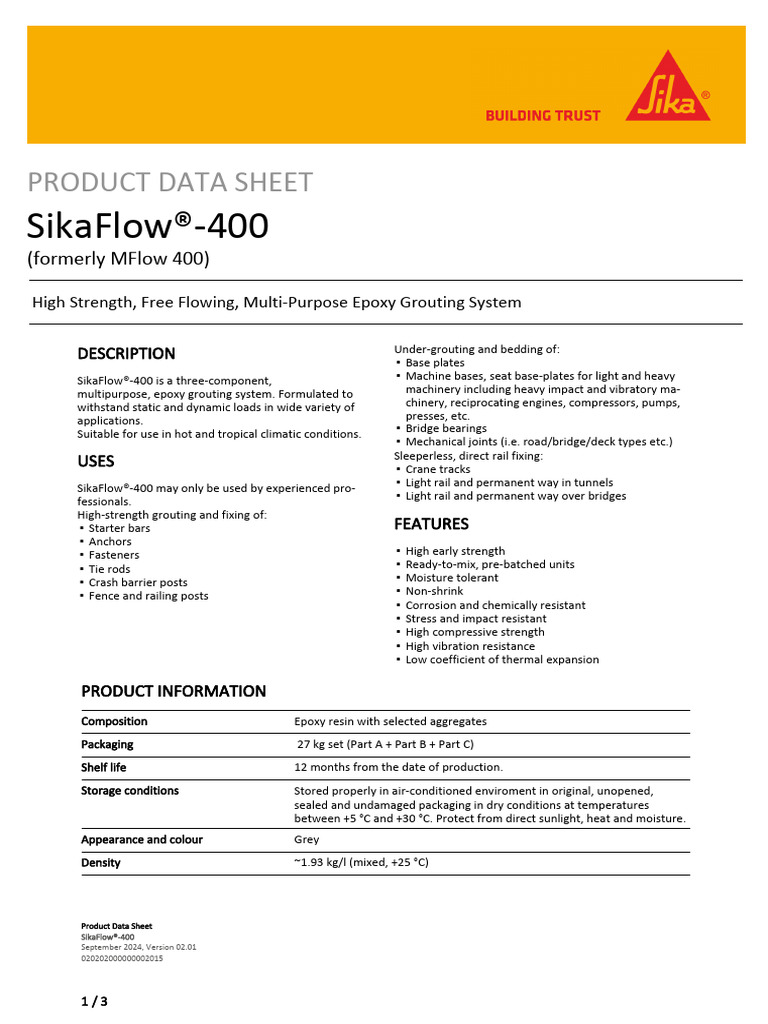 Pds Sikaflow 400 | PDF | Epoxy | Concrete