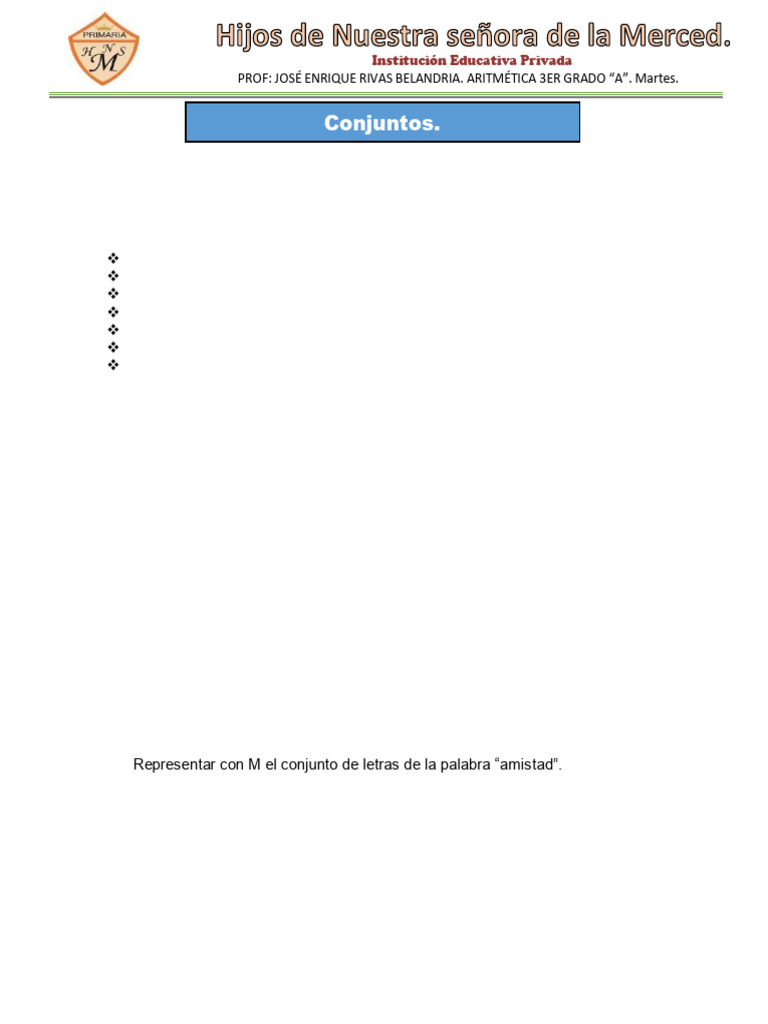 Pra Arit 3ero B HSM 2021 Lunes | PDF | Conjunto (Matemáticas) | Matemáticas