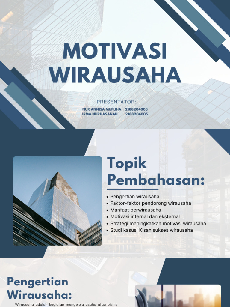 Motivasi Wirausaha - Irma Nurhasanah & Nur Annisa Mufliha | PDF | Bisnis
