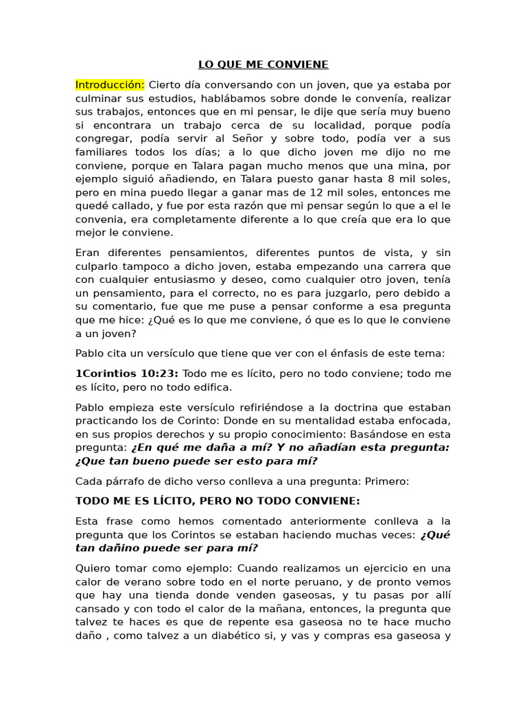 Lo Que Me Conviene | PDF | Sabiduría | Pecado